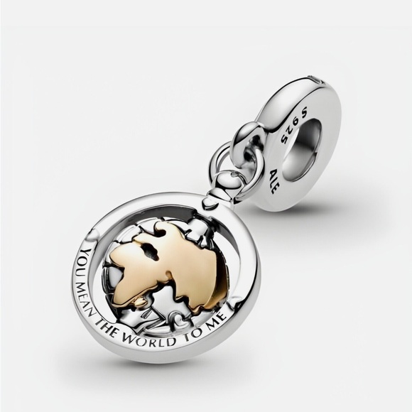 Pandora | Jewelry | Pandora Silver And Gold World Charm | Poshmark